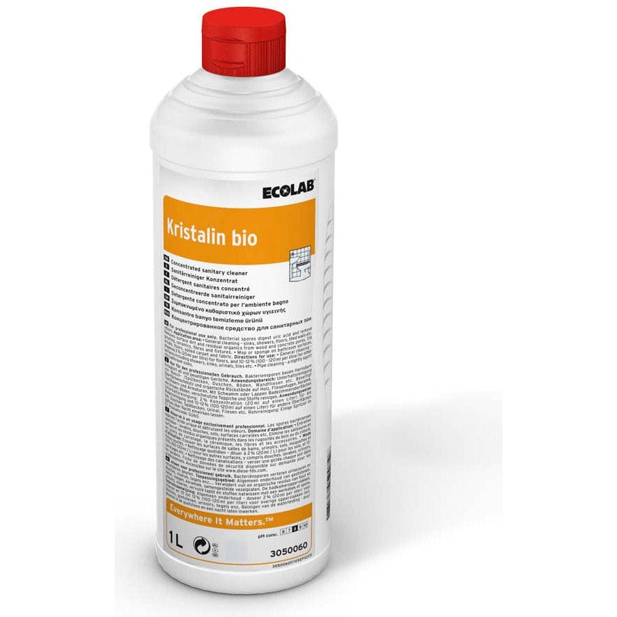ECOLAB Kristalin bio odor eliminator and sanitary cleaner on a biologi ...